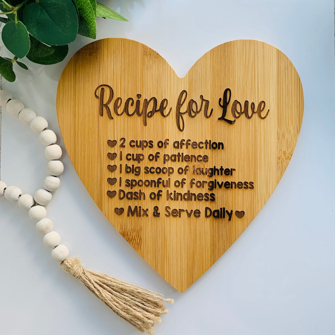Recipe for Love, Cutting Board, Valentine's Day, Kitchen Decor, Gift ...