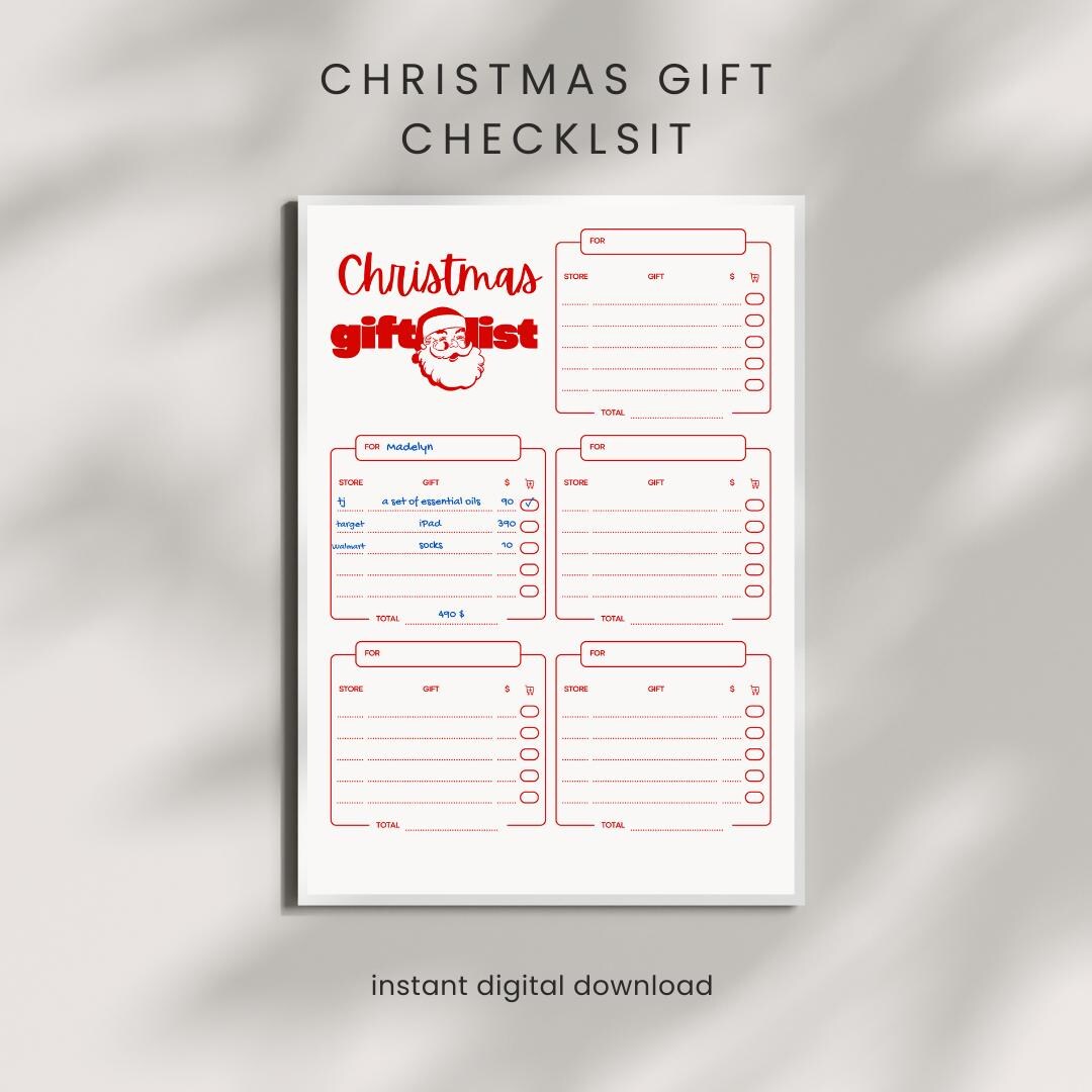 Christmas Gift Planner Printable, Gift Shopping List, Gift Tracker ...