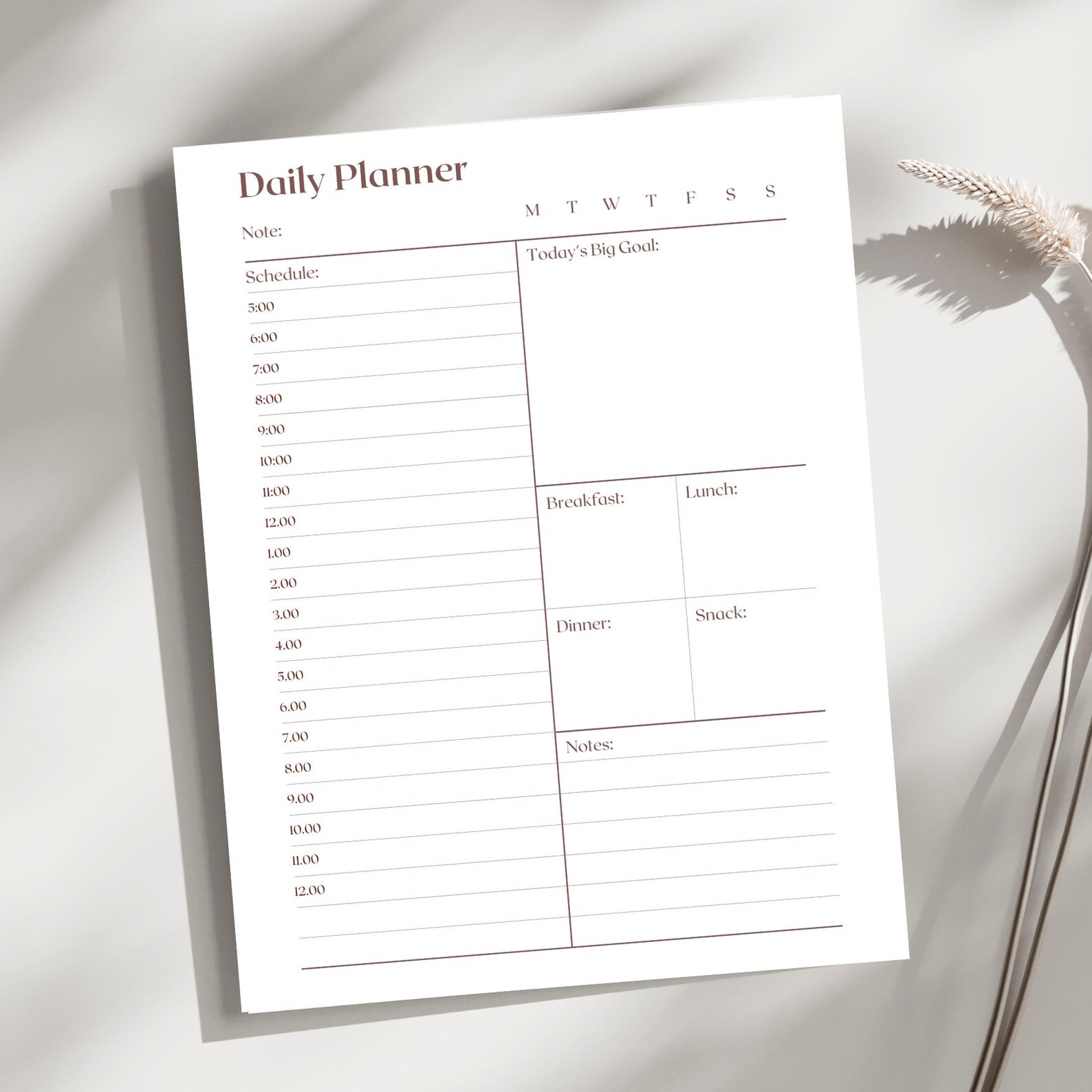Digital Daily, Hourly Planner, Personal Planner, Printable Planner ...