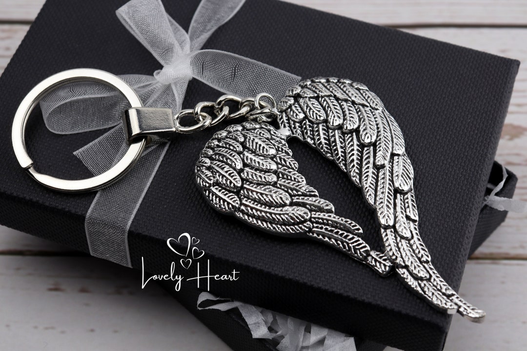 Metal Double Angel Wings Keyring by Lovely Heart - Etsy