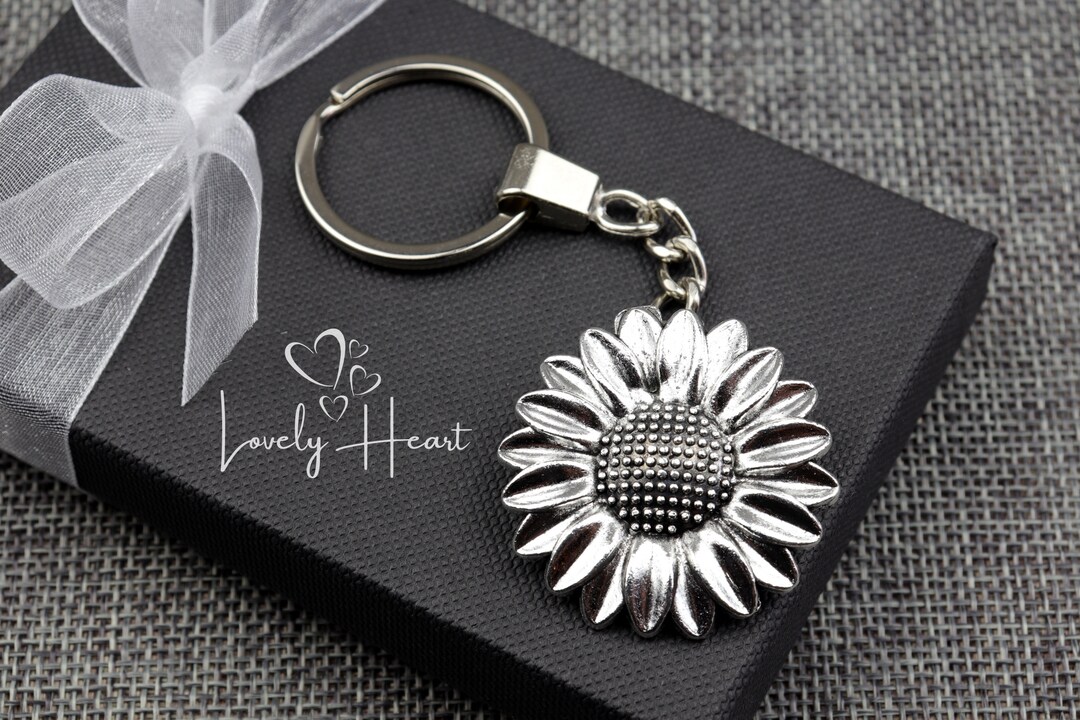 Metal Sunflower Key Ring by Lovely Heart - Etsy