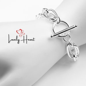 Large Chain Sterling Silver Plated Chain Bracelet - Etsy