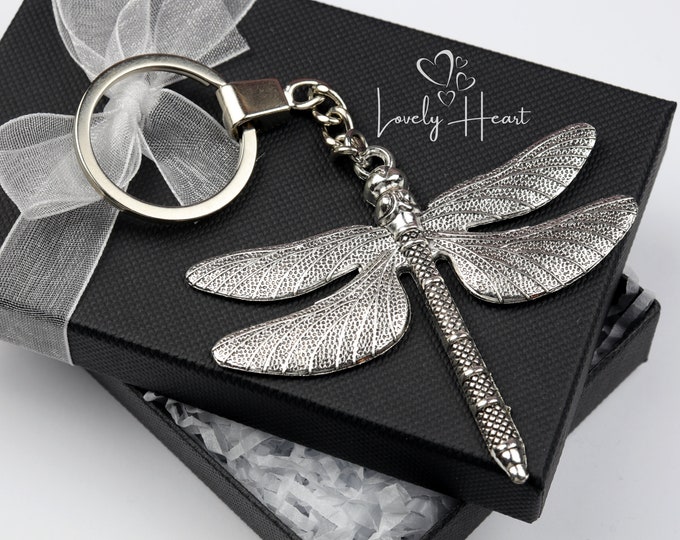 Dragonfly Keyring, Initial Dragonfly Keyring, Hand Stamped Keyring ...