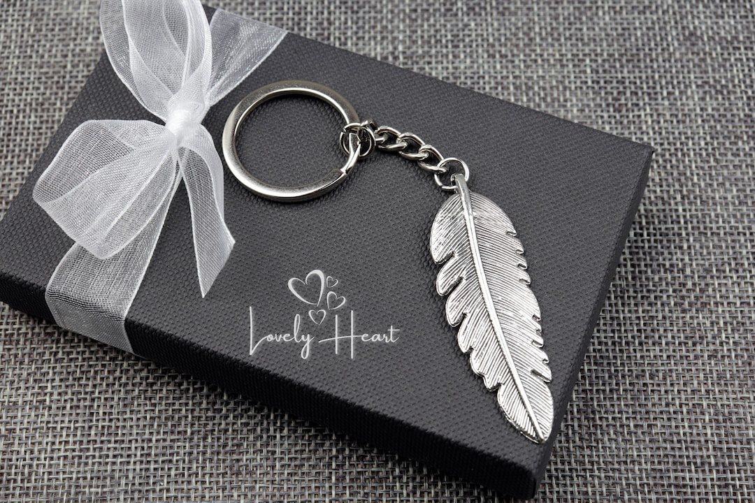Metal Feather Keyring by Lovely Heart - Etsy