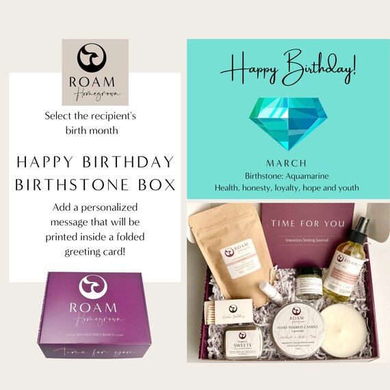 Birthstone Happy Birthday Gift Box Personalized Gift for - Etsy