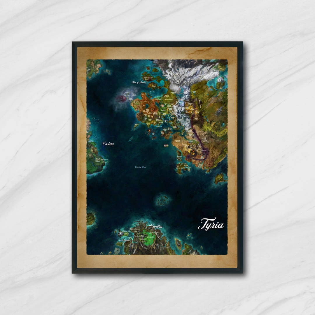 Guild Wars 2, Tyria Map Portrait Version, High Quality A2 & A1 Prints ...