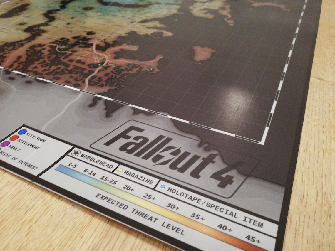 Fallout 4 the Commonwealth Map High Quality 600x600mm Print | Etsy