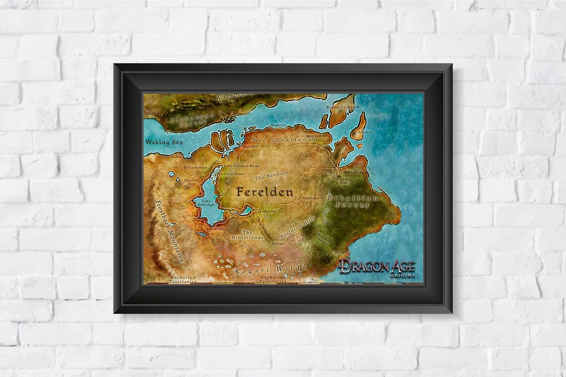 Dragon Age Origins Fereldan Map High Quality A3 or A2 | Etsy