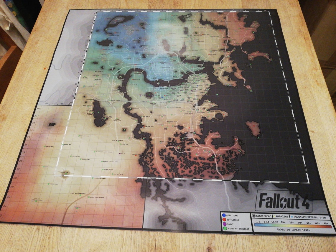 Fallout 4 the Commonwealth Map High Quality 600x600mm Print | Etsy
