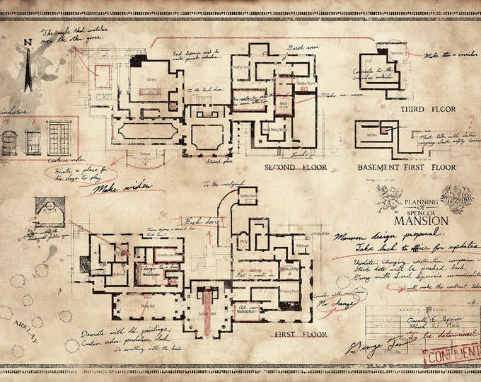 Resident Evil, the Spencer Mansion Plan, High Quality, A3/A2 Prints - Etsy
