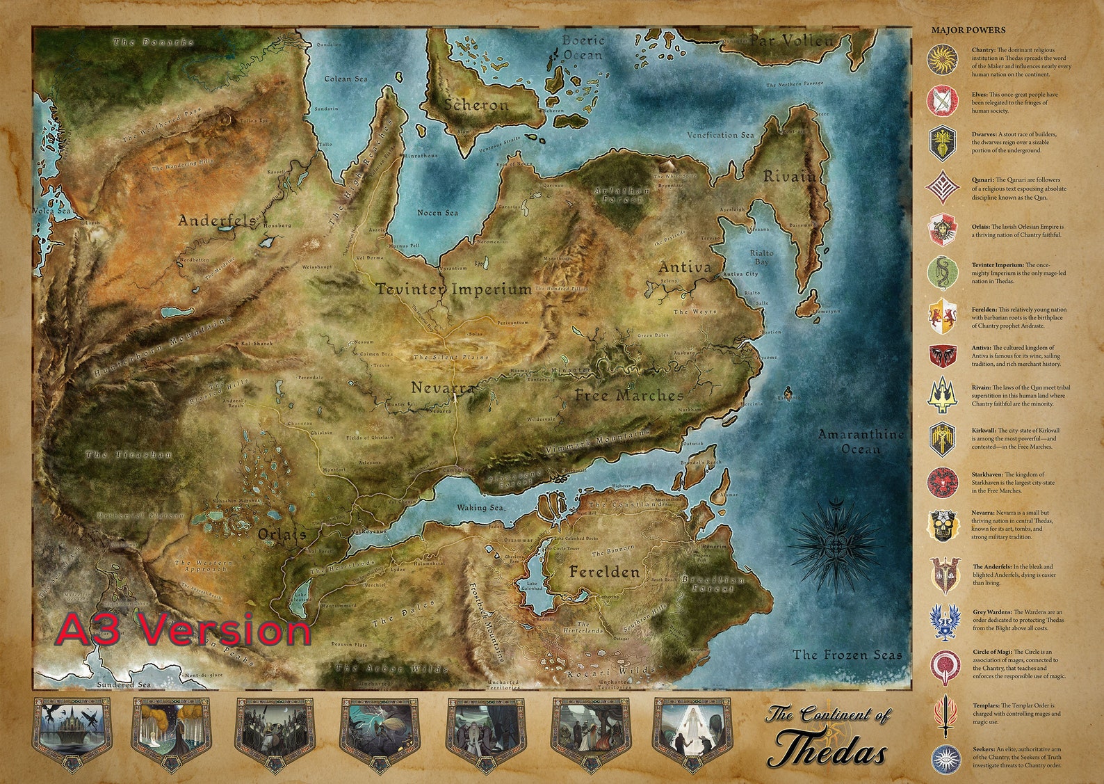 Dragon Age Inquisition, Thedas Map, High Quality, A3, A2 & A1 Prints ...