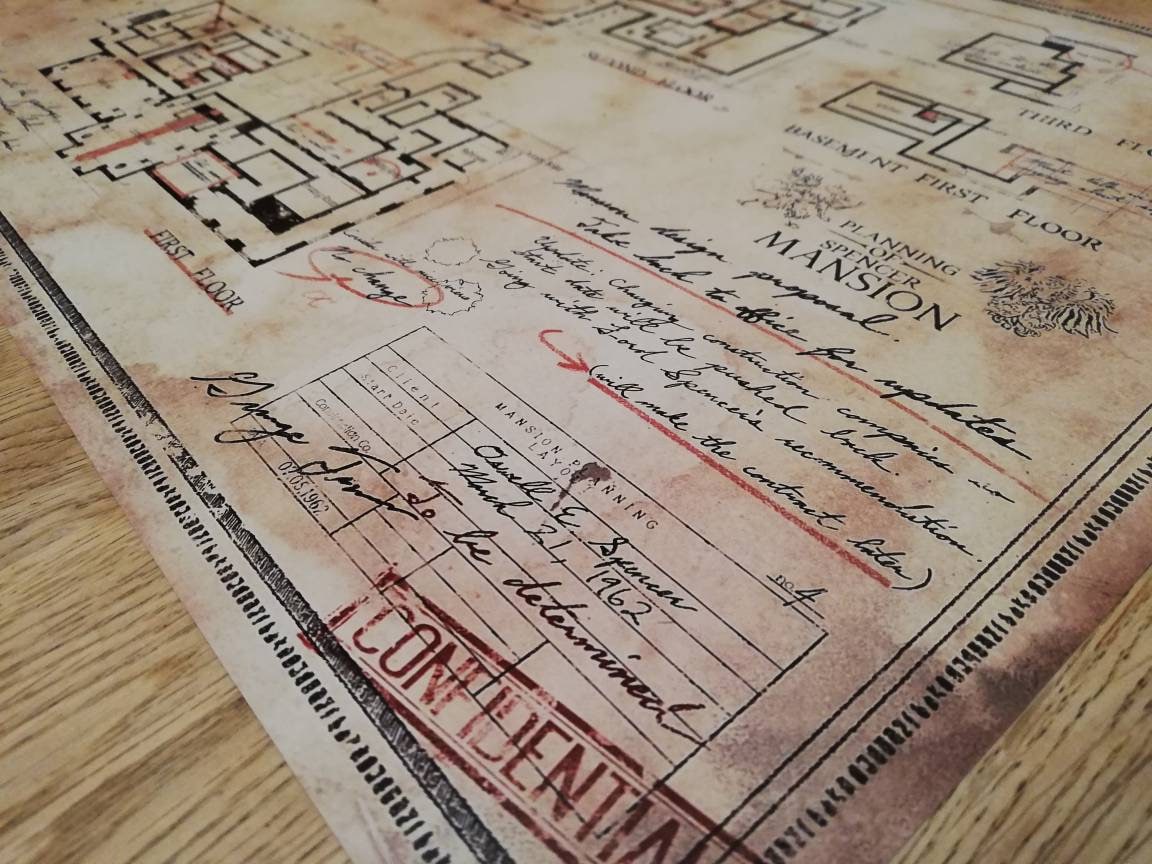 Resident Evil, Spencer Mansion Plan, High Quality A3/A2 DIGITAL FILE ...