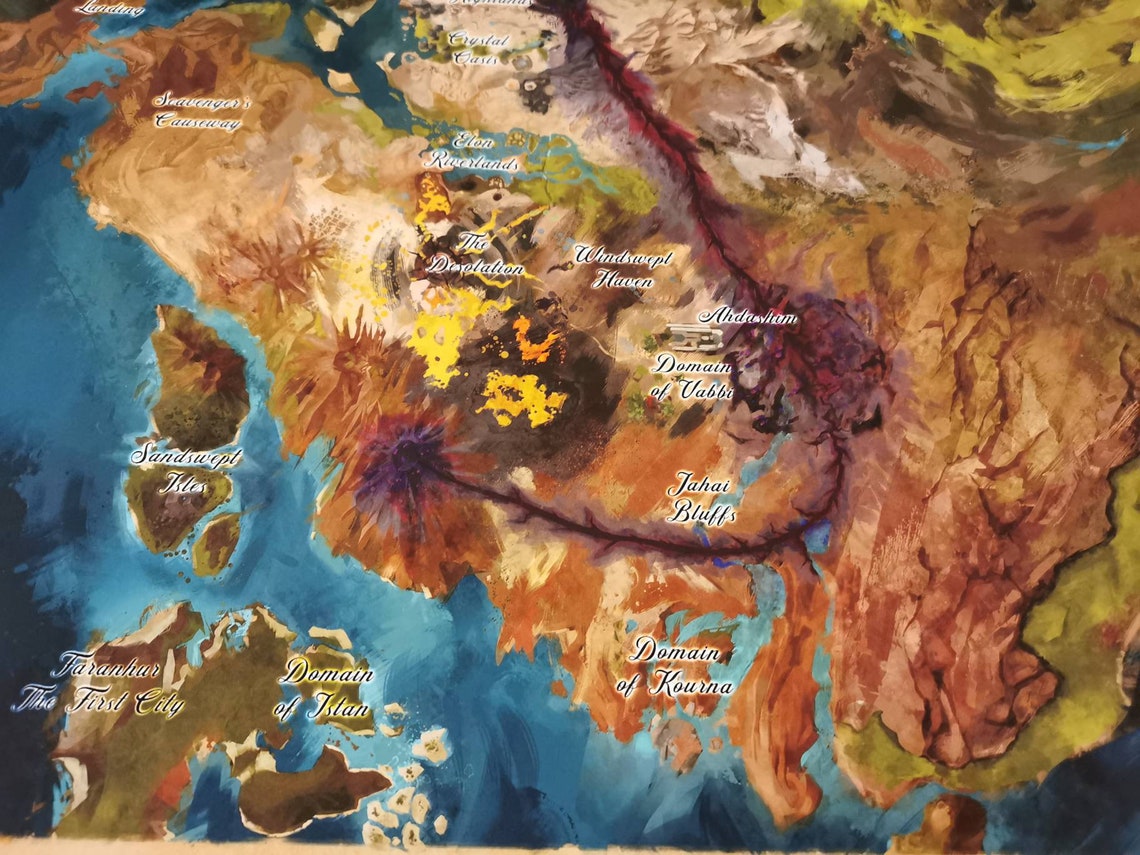 Guild Wars 2 Tyria Map High Quality A3 A2 & A1 Prints | Etsy
