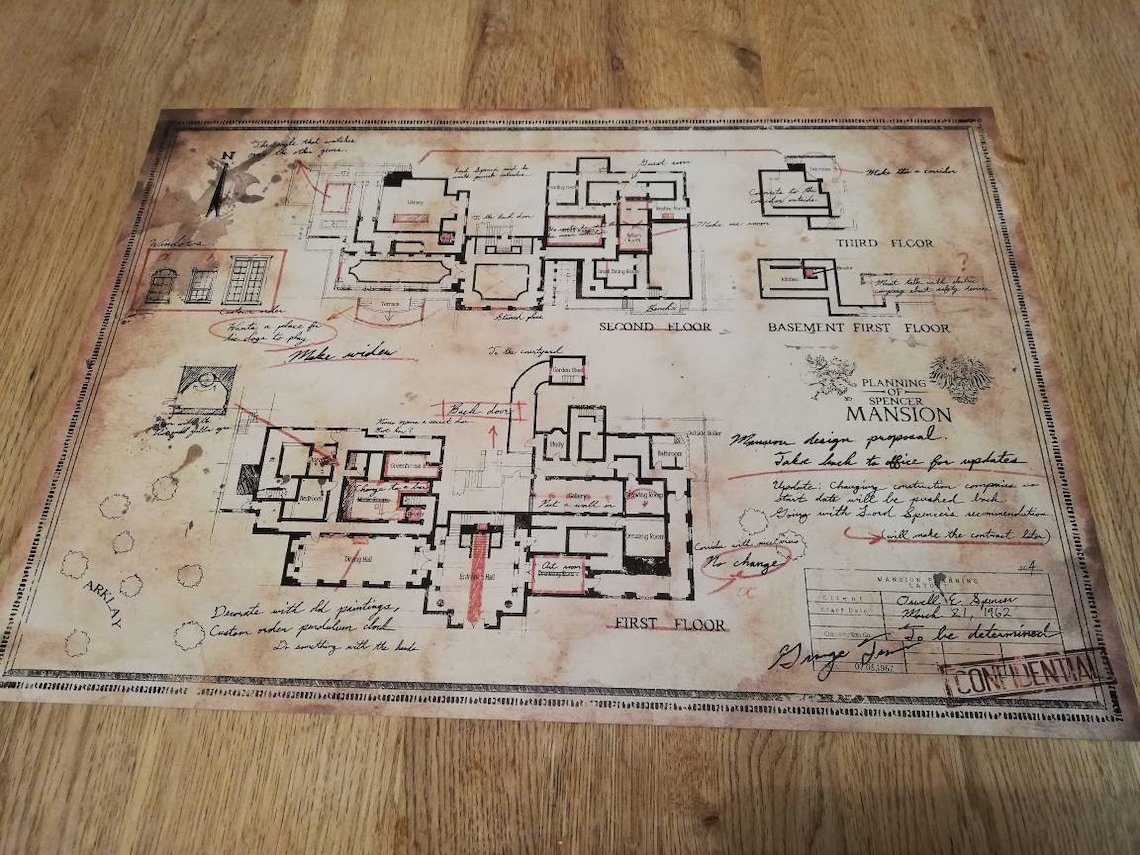 Resident Evil, Spencer Mansion Plan, High Quality A3/A2 DIGITAL FILE ...
