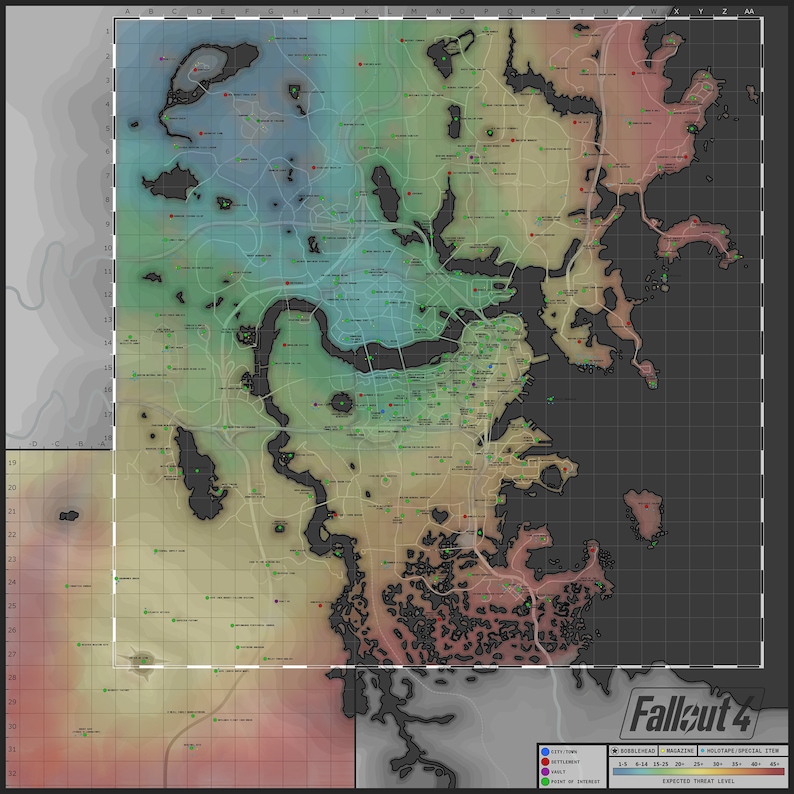 Fallout 4 the Commonwealth Map High Quality 600x600mm Print | Etsy Fallout 4 the Commonwealth Map High Quality 600x600mm Print | Etsy