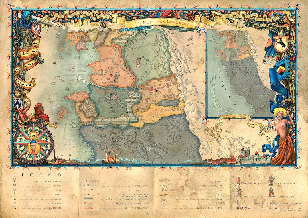 The World of the Witcher Map, the Northern Kingdoms, High Quality, A1 ...