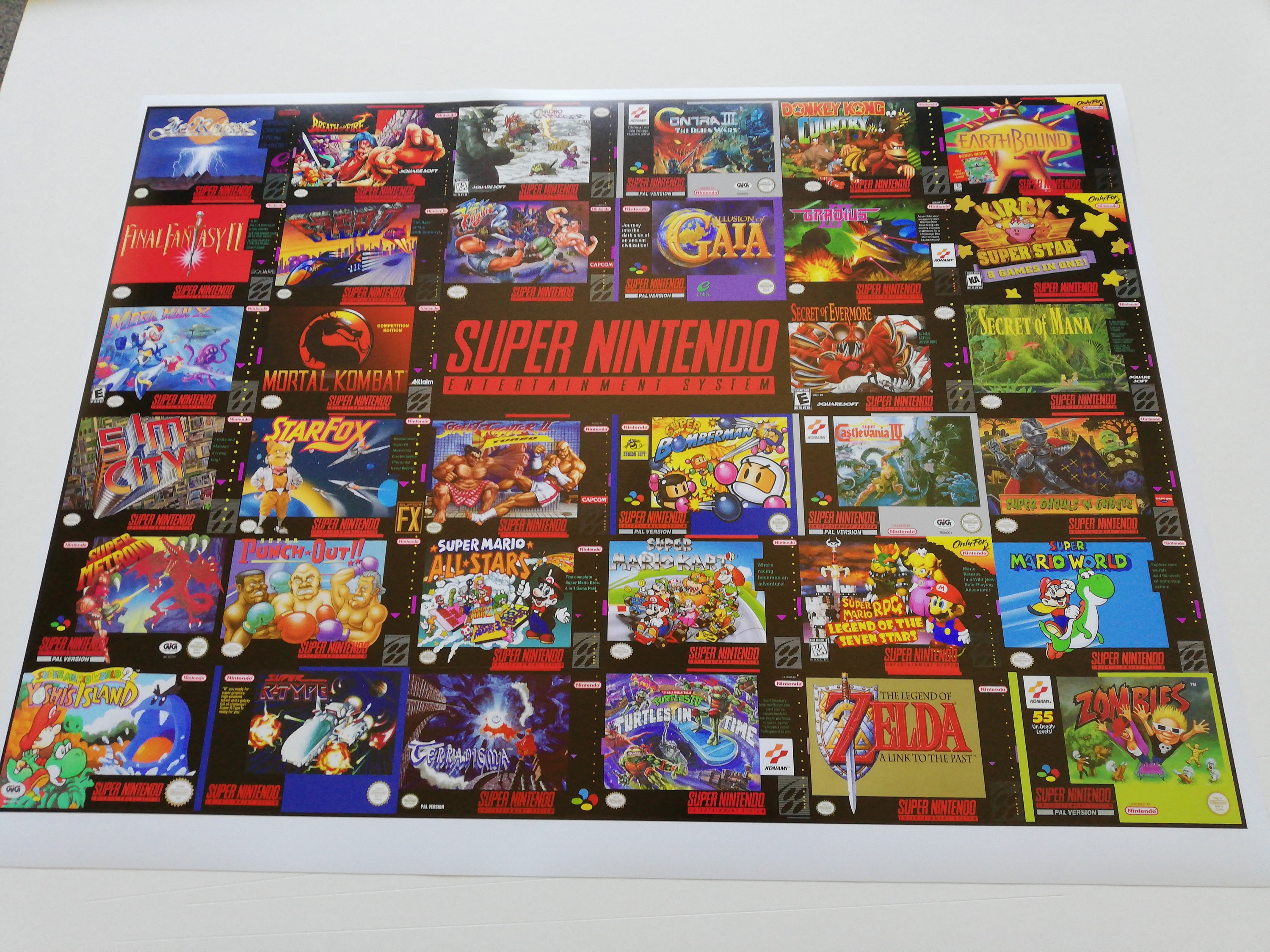 Super Nintendo Box Art Poster, High Quality, A1/A2 Prints (SNES ...