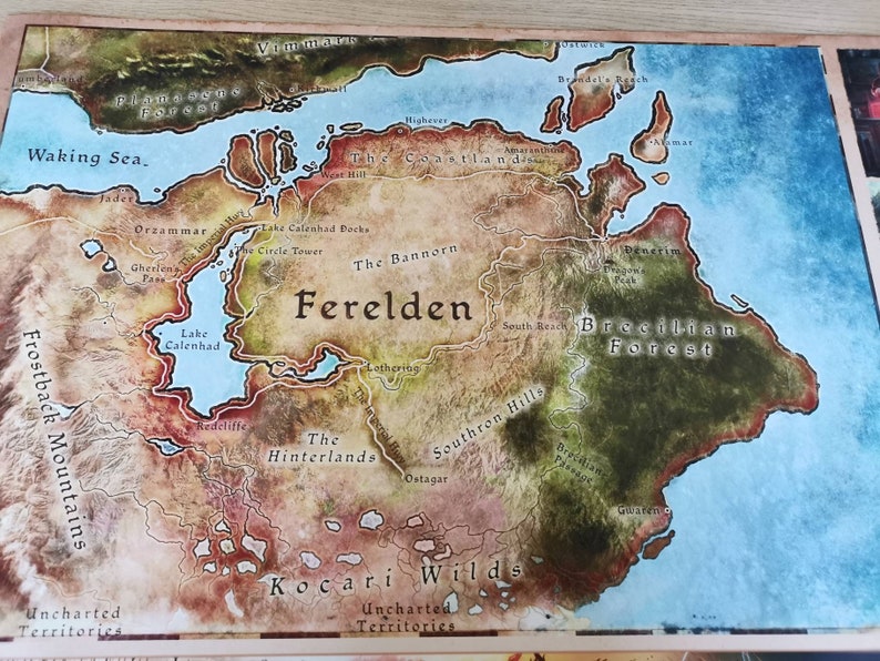 Dragon Age Origins Fereldan Map High Quality A3 A2 or A1 - Etsy