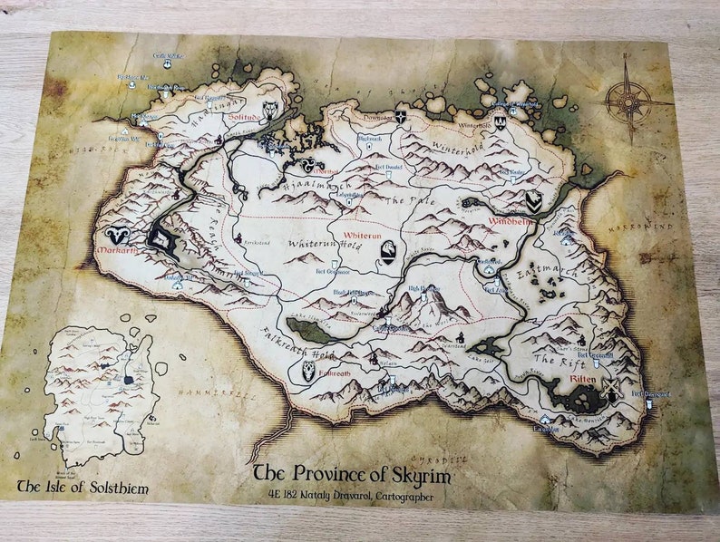 Skyrim Anniversary Map (the Elder Scrolls 5), High Quality, A1/A2 ...