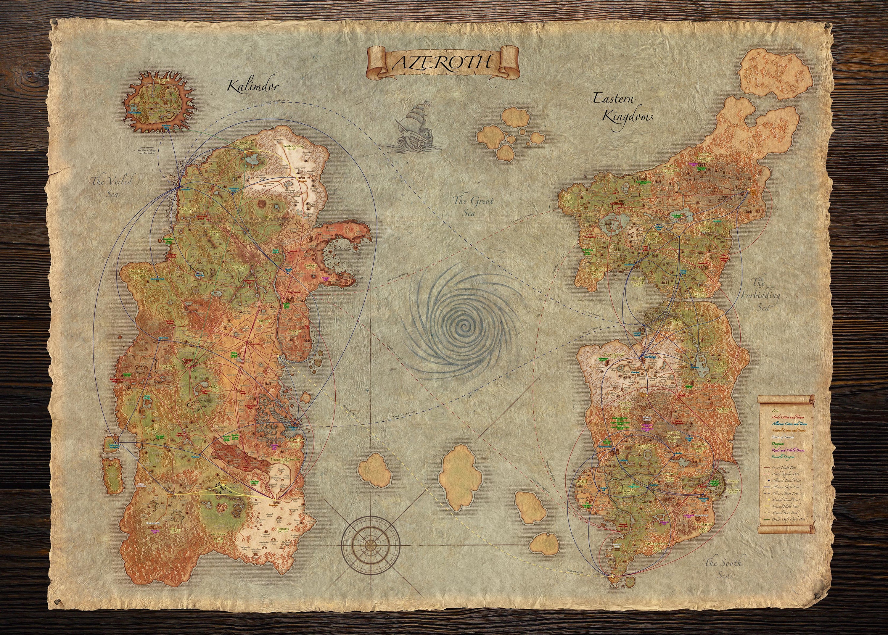 World of Warcraft Vanilla Azeroth World Map Alternative | Etsy UK