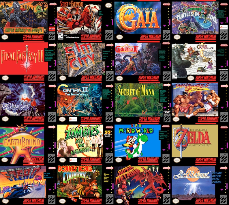 SNES Box Art A4 Prints (297x210mm) Super Nintendo Entertainment System ...