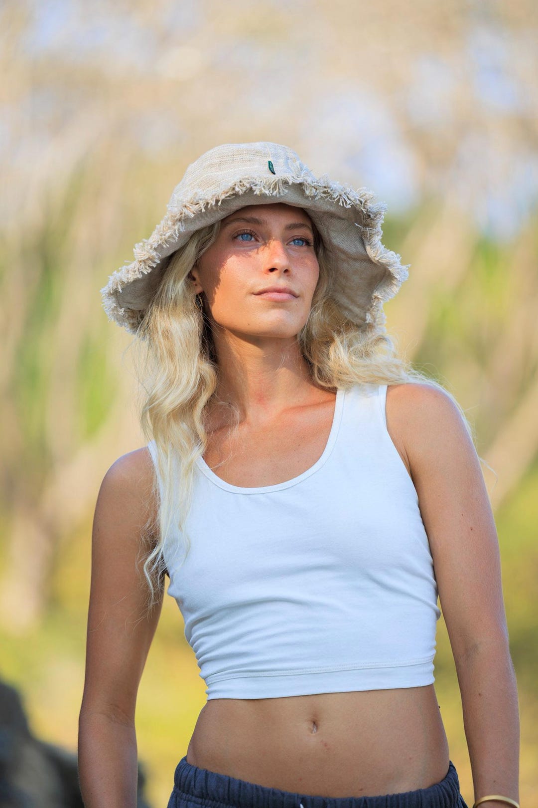 Hemp Linen Sun Hat: Neutral Stripe, Handmade in Nepal - Etsy