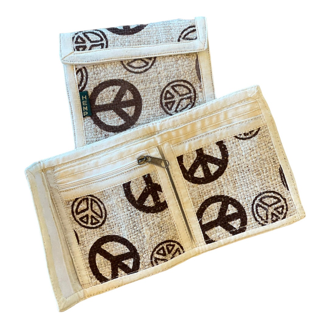 Hemp Wallet Peace Symbol, Himalayan Handmade Hemp Bi-fold Wallet, Men's ...