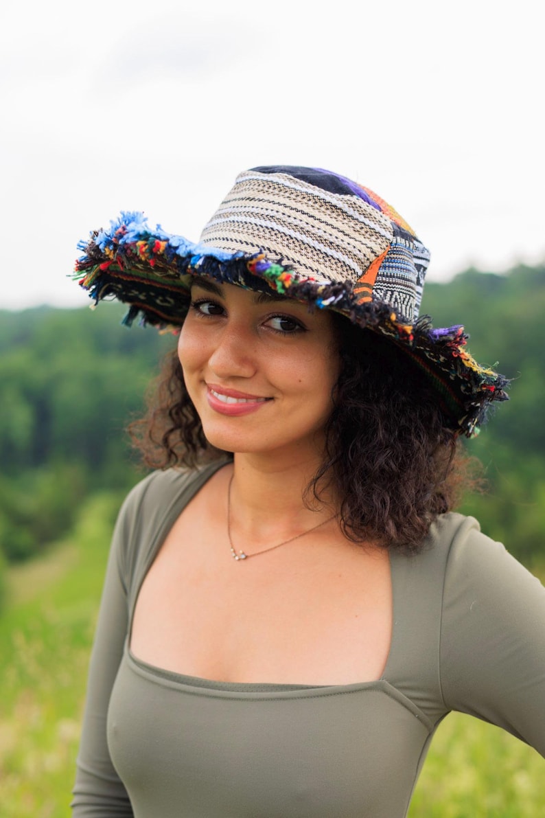 Hemp Sun Hat Boho Style Bohemian Design Earth Friendly Unisex Accessory ...
