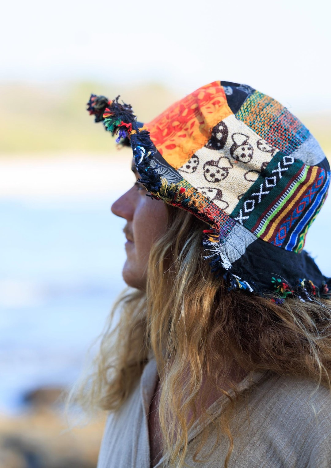Hemp Sun Hat Boho Style Bohemian Design Earth Friendly Unisex Accessory ...