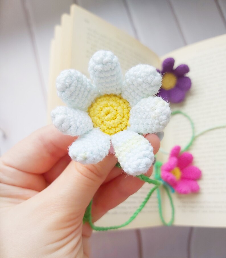 Crochet Pattern Flower Bookmark Book Accessories Pattern - Etsy