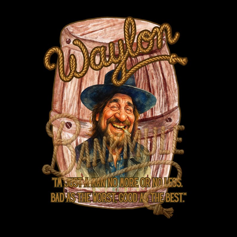 Waylon Jennings Watercolor Art Print, Outlaw Country Music (digital ...
