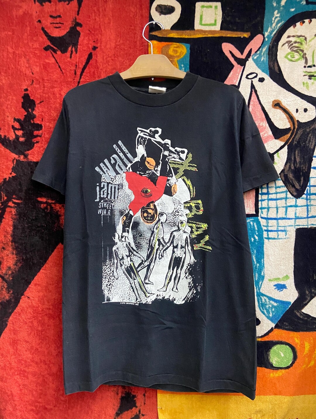 Vintage 80s Wall Jam Street Wear "human X Ray" Graphic Promo T Shirt ...