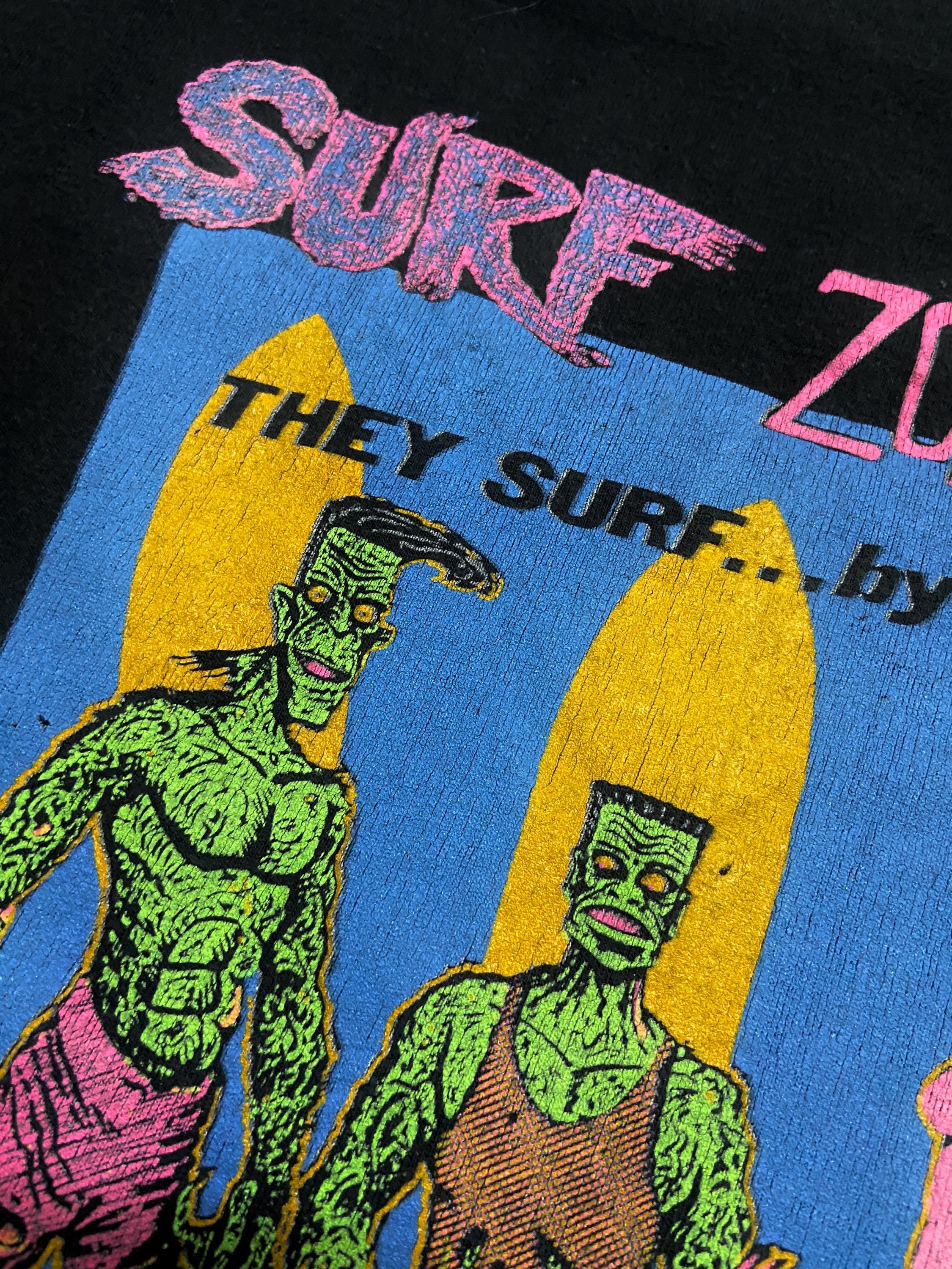 Vintage 80s Surf Zombies Horror Art Graphic Oldschool Skate Surf Style ...