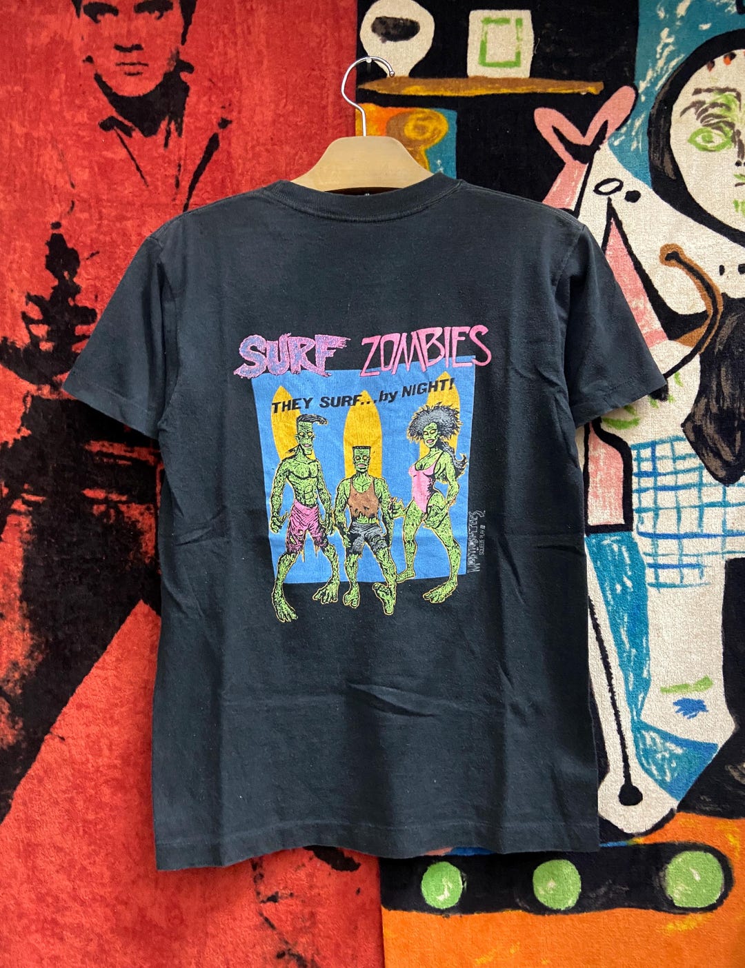 Vintage 80s Surf Zombies Horror Art Graphic Oldschool Skate Surf Style ...