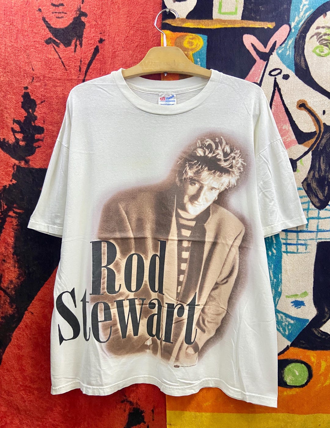 Vintage 90s Rod Stewart English Legendary Singer "in the Road" Big ...