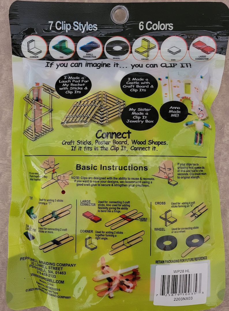 500 Pack Just Clip It Popsicle Stick Connectors and Craft Clips - Etsy