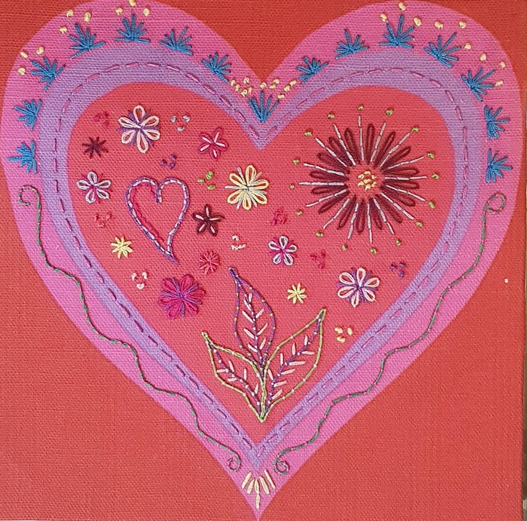 Embroidery Kit Heart Shape Simple Stitches and Pattern - Etsy