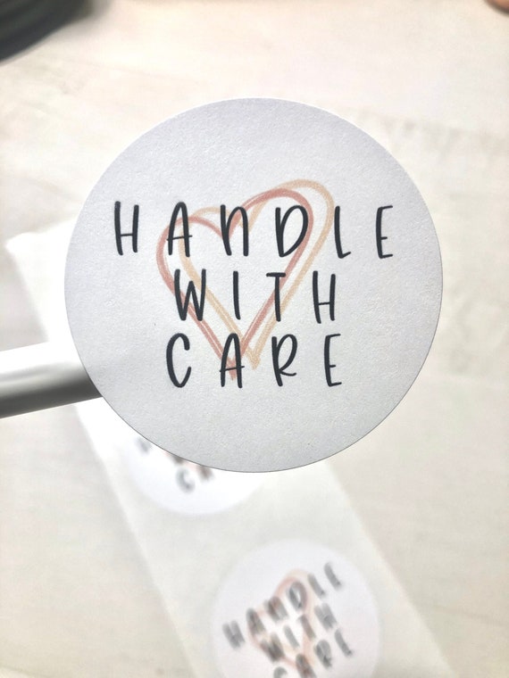 Handle With Care Sticker Modern Sticker Small Business | Etsy