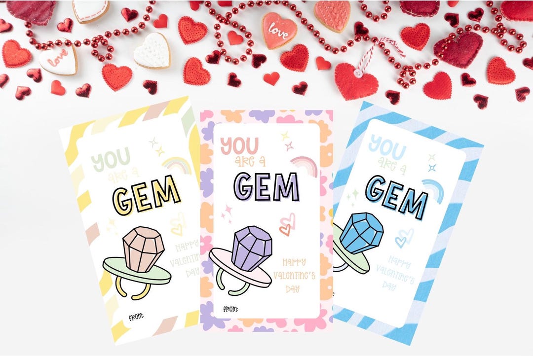 Printable Valentine’s Day Card, Card From Kids, You Are a GEM Card ...