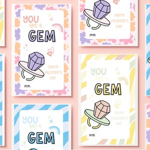 Printable Valentine’s Day Card, Card From Kids, You Are a GEM Card ...