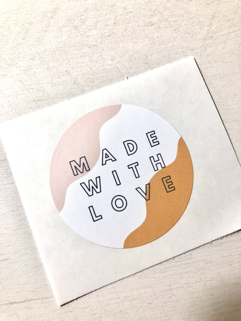 Made With Love Sticker, Packaging Sticker, Modern Mail Sticker, Party ...