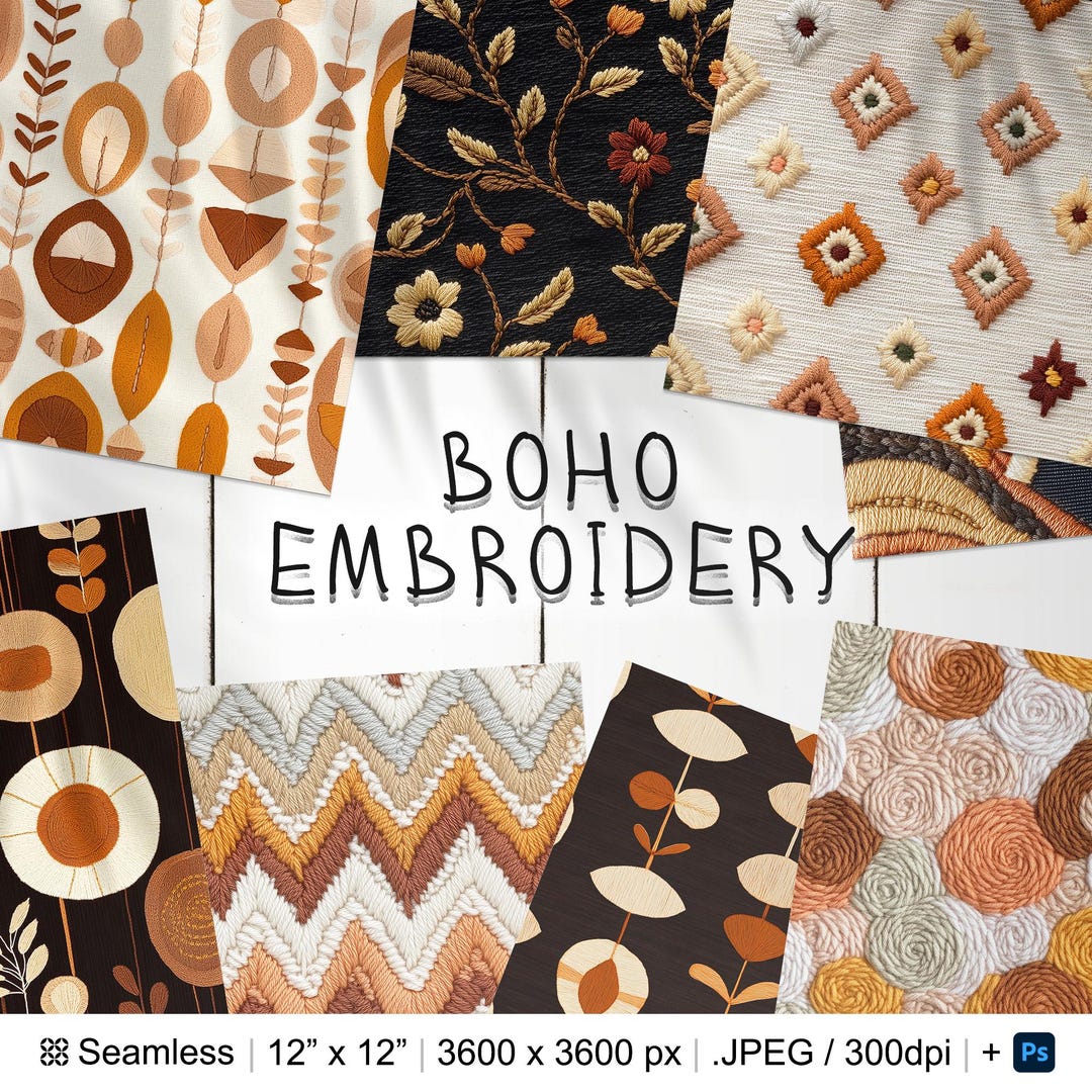 38 Boho Embroidery Seamless Pattern | Boho Geometric Digital Seamless ...
