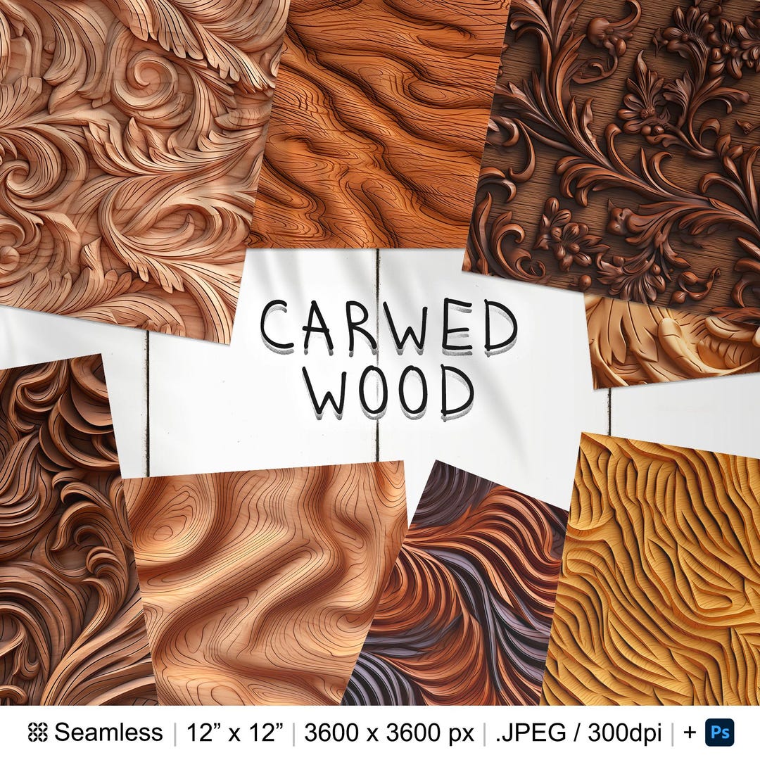 84 Carved Wood Seamless Pattern | Digital Seamless Pattern Rustic ...