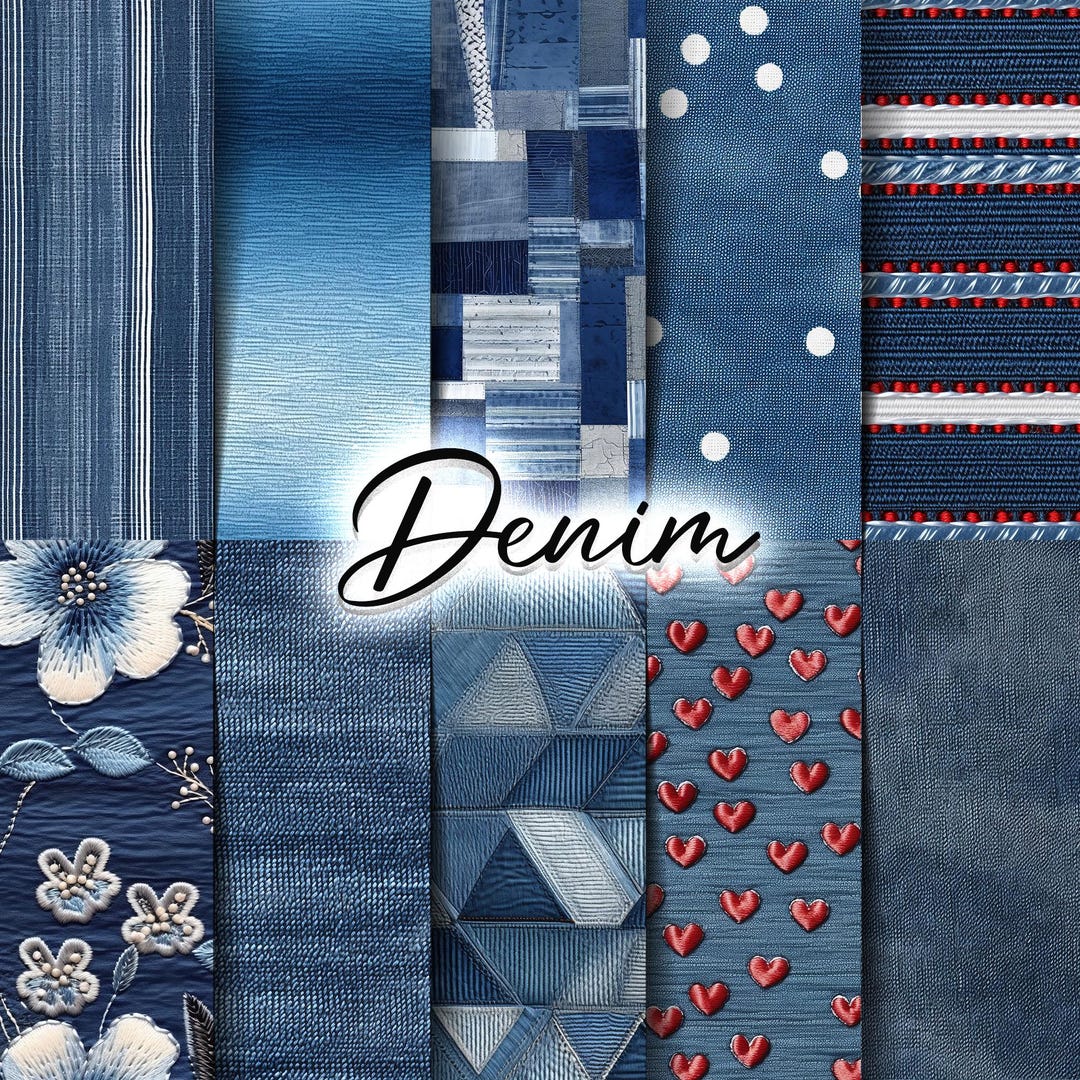 Denim Seamless Pattern Digital Seamless Pattern Jeans Fabric Embroidery ...