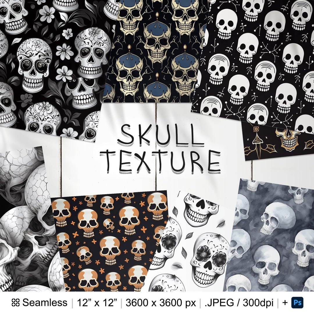 152 Skull Seamless Pattern | Digital Seamless Pattern Gothic Skull | 3d ...