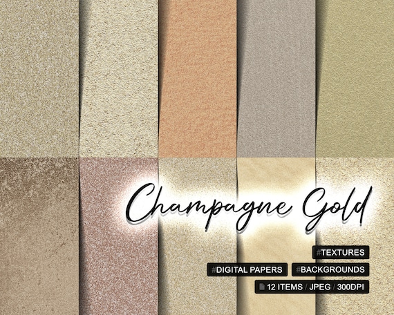 12 Champagne Gold Glitter Digital Paper Champagne Gold - Etsy