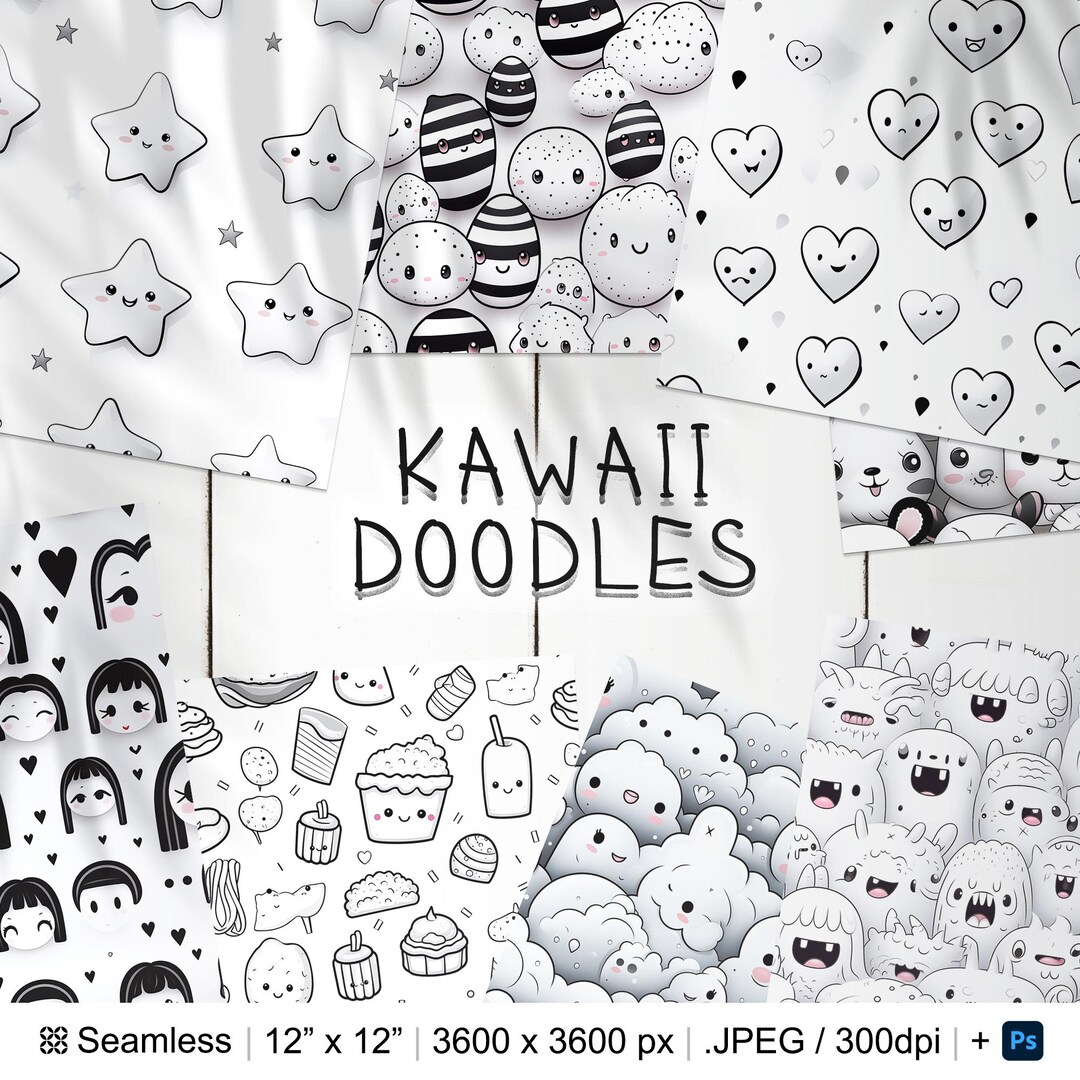 102 Kawaii Seamless Pattern | Digital Seamless Pattern Cute Characters ...