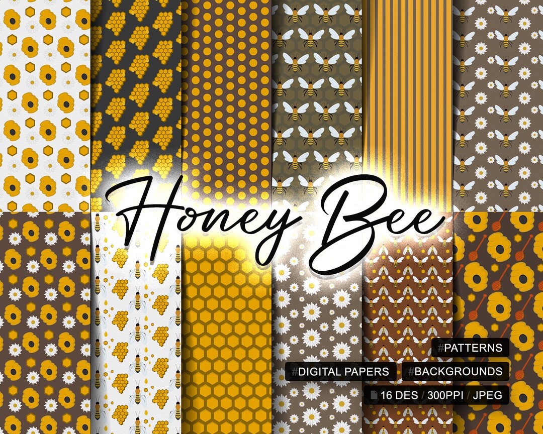16 Honey Bee Digital Paper Honey Bee Patterns Honey Bee - Etsy