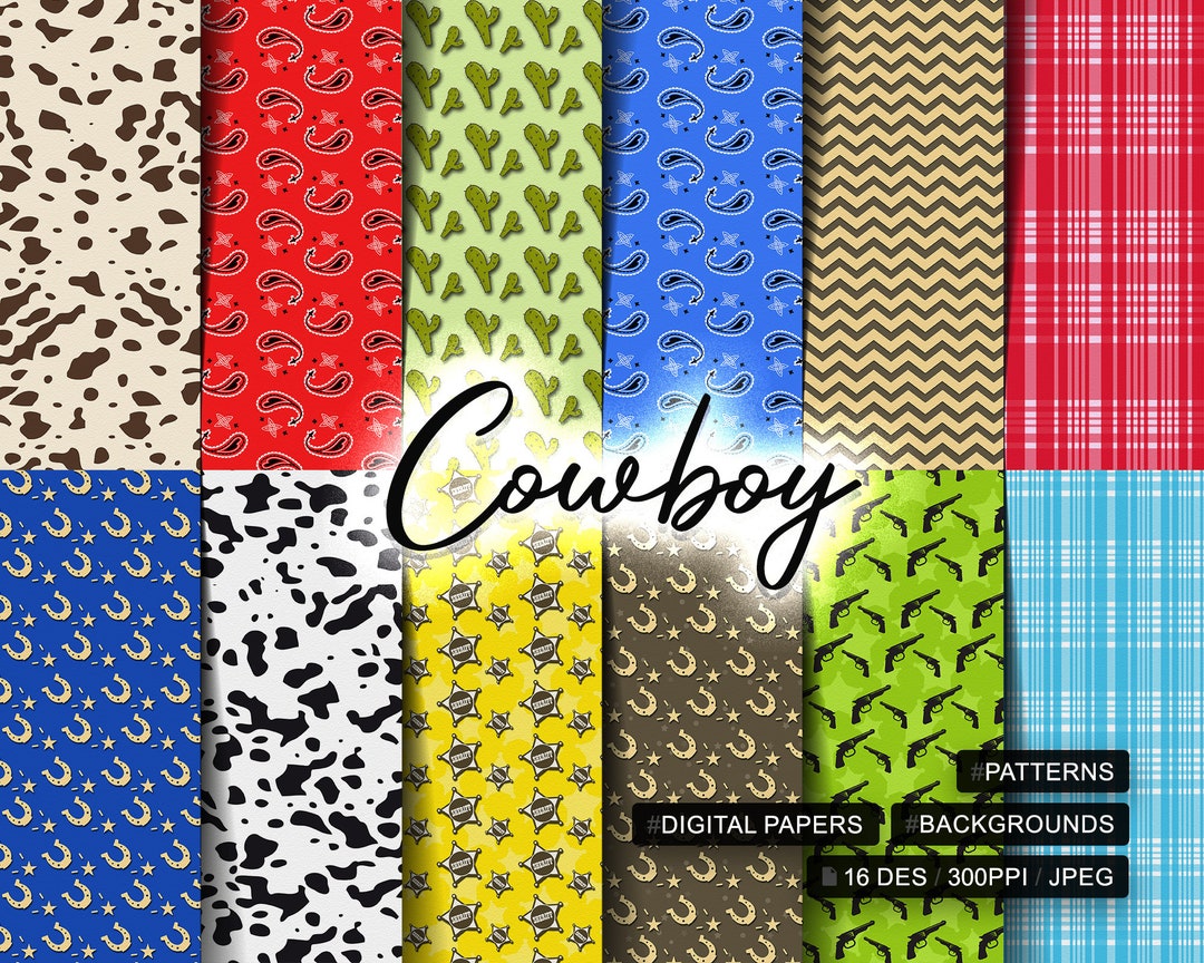 16 Cowboy Digital Papers Cowboy Patterns Cowboy Background - Etsy