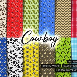 16 Cowboy Digital Papers Cowboy Patterns Cowboy Background - Etsy